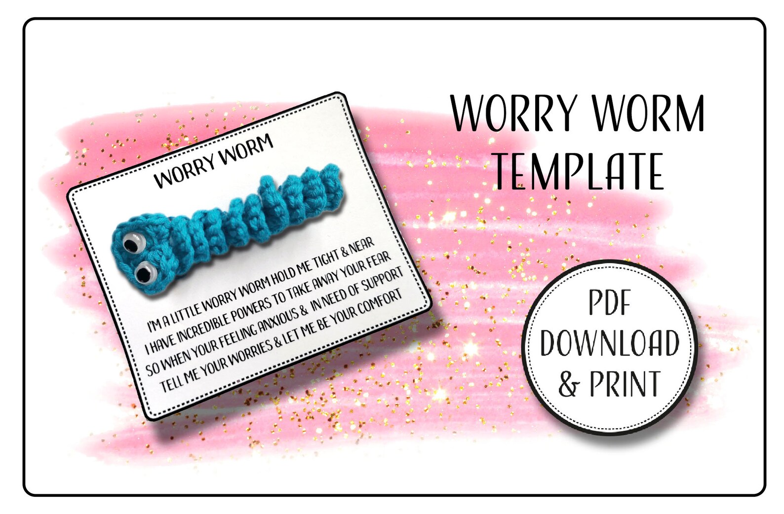 Worry Worm Crochet Poem Display Card Template Label Tag. - Etsy Canada
