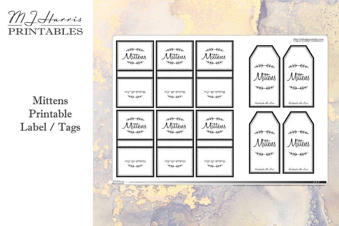 PRINTABLE Mittens Label Tag for Handmade Gloves Print at Home Packaging ...