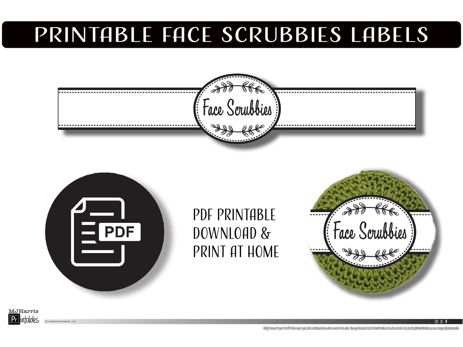 PRINTABLE Face Scrubbies Label Print at Home Facial Rounds Tag - Etsy