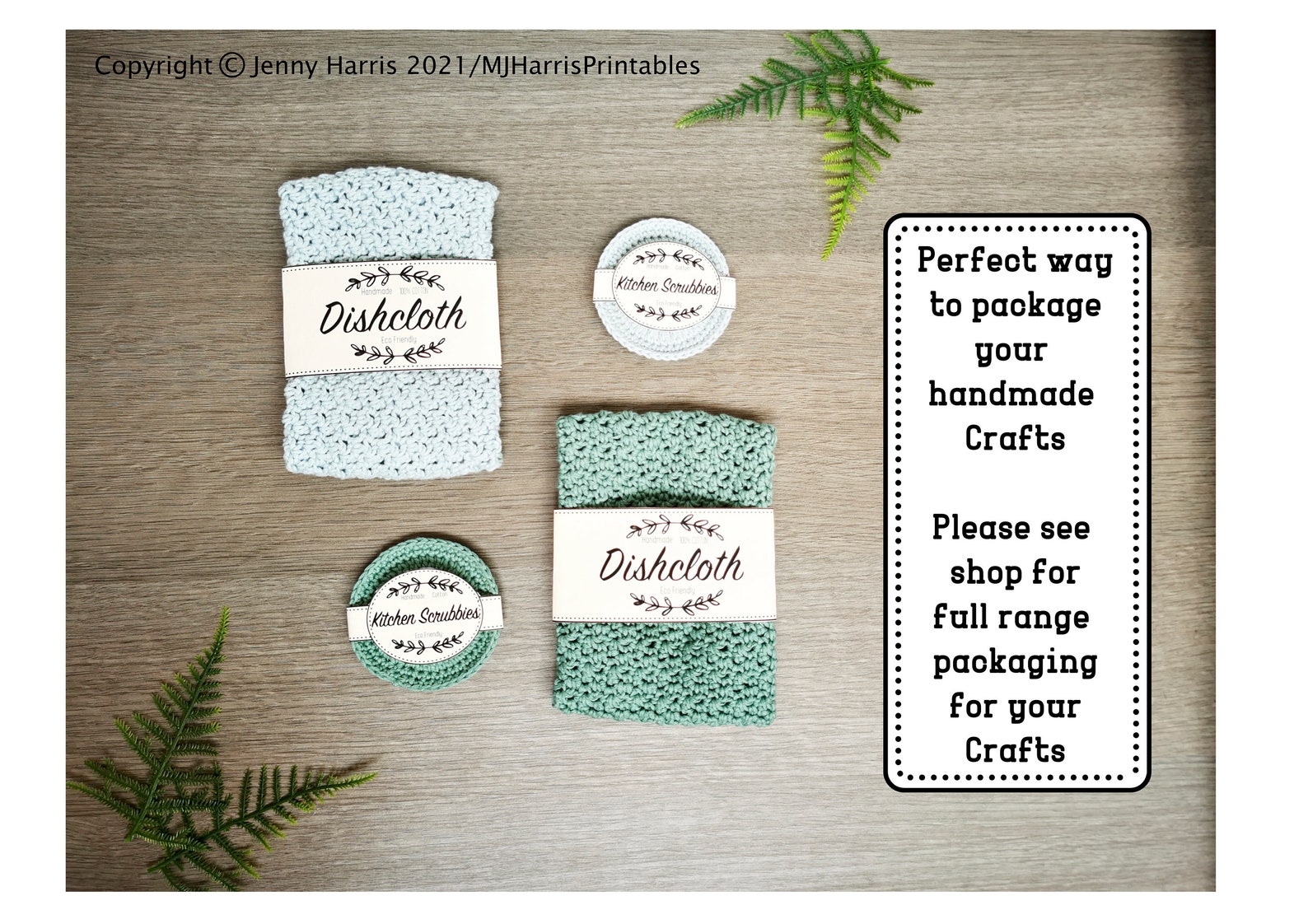 Dishcloth and Kitchen Scrubbies Printable PDF Labels Tags / - Etsy