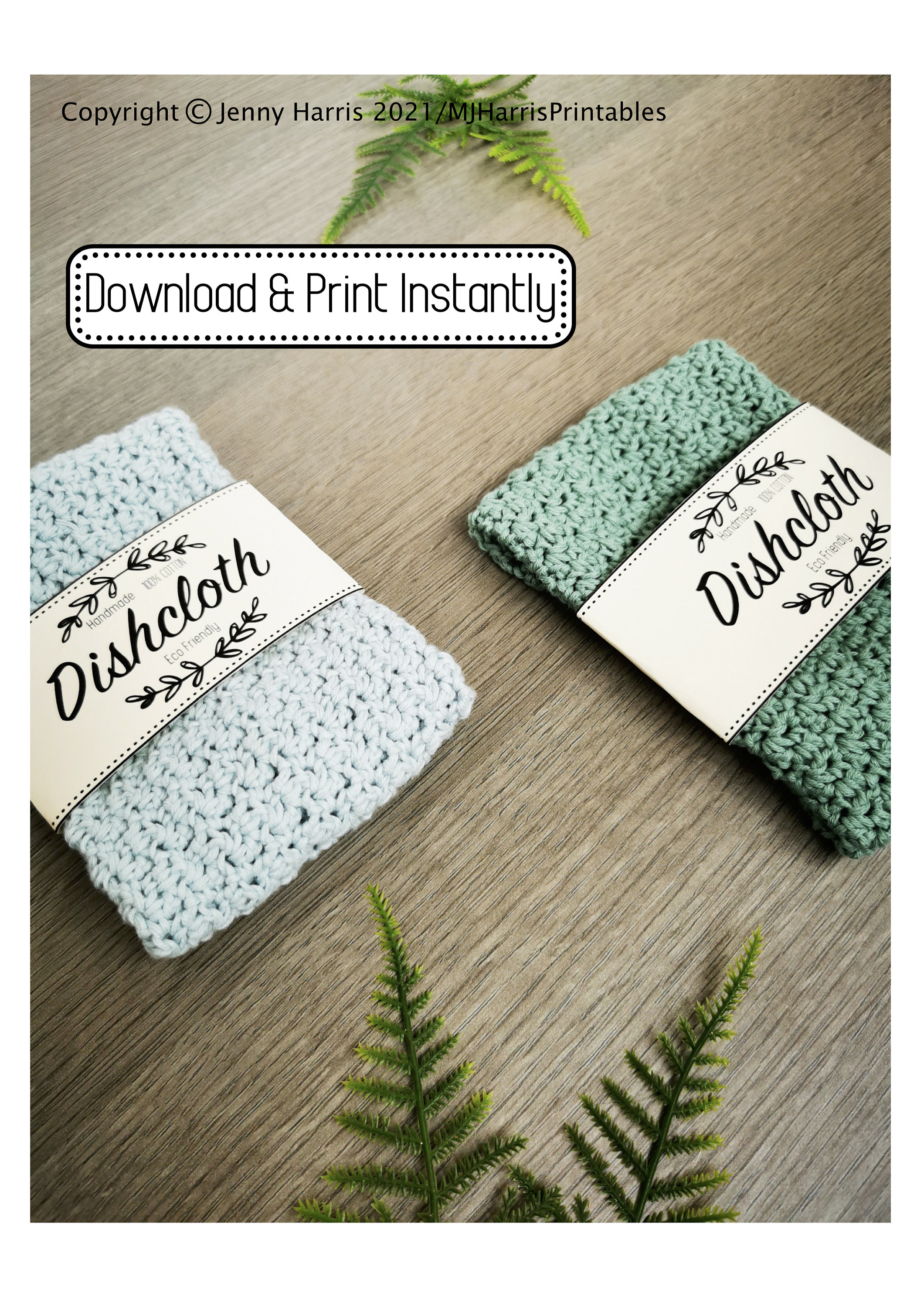 Dishcloth Crochet Printable Tags Labels Gift Tags Labels - Etsy