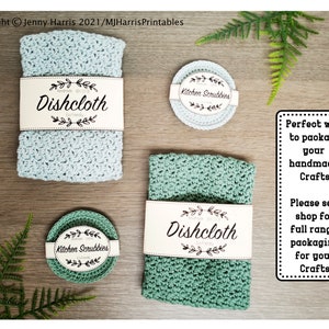Dishcloth and Kitchen Scrubbies Printable PDF Labels, Tags / Packaging ...