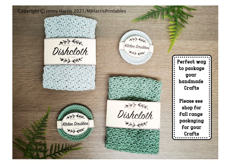 Dishcloth and Kitchen Scrubbies Printable PDF Labels Tags / - Etsy