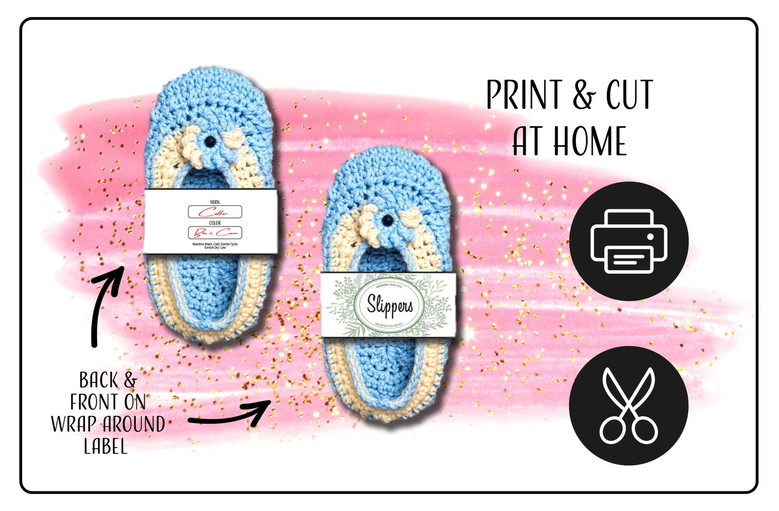 PRINTABLE Slippers Labels / Tags / for Handmade Crochet - Etsy