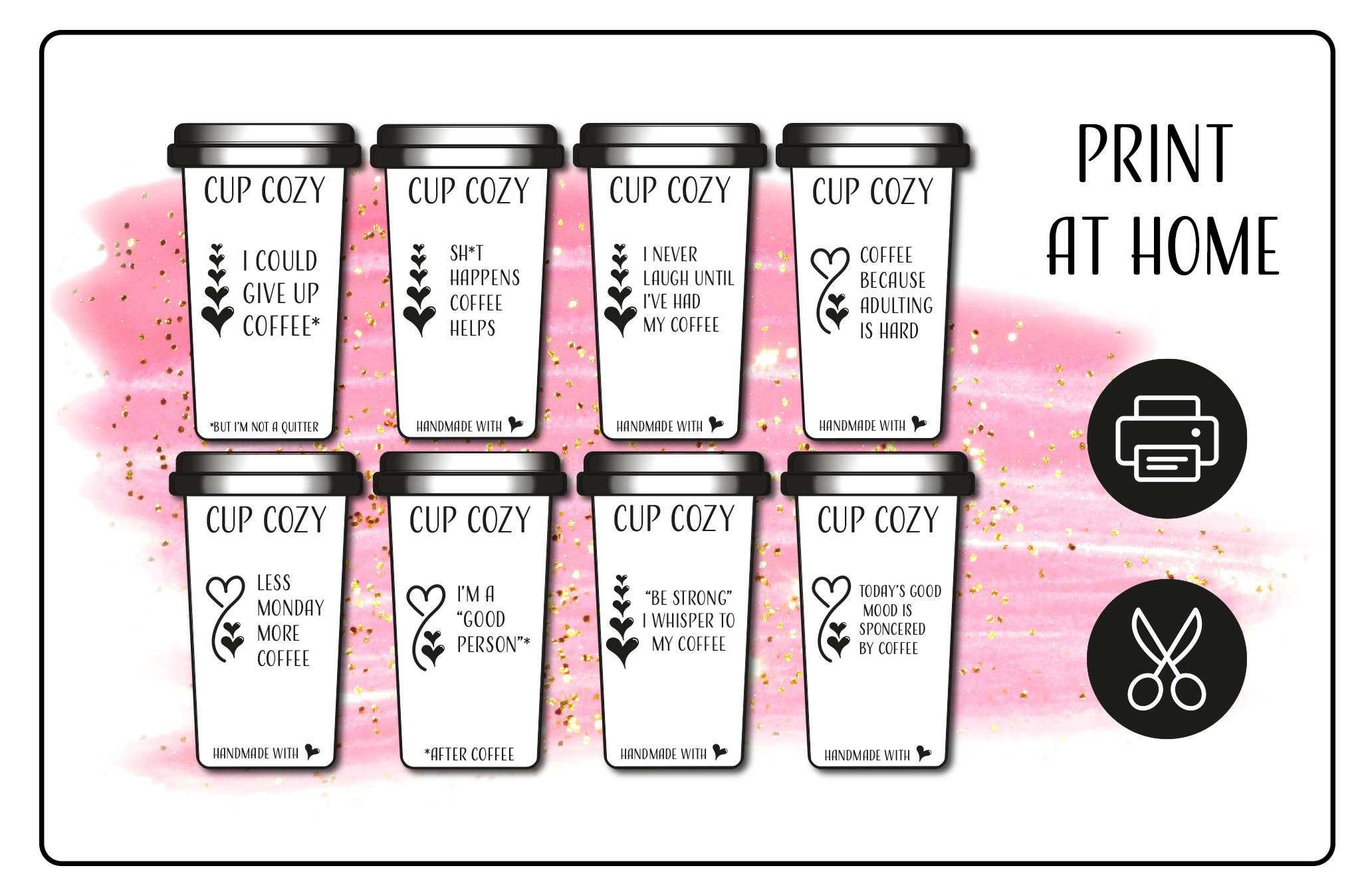 PRINTABLE Cup Cozy Display Cards Templates Mug Hugs Tags - Etsy