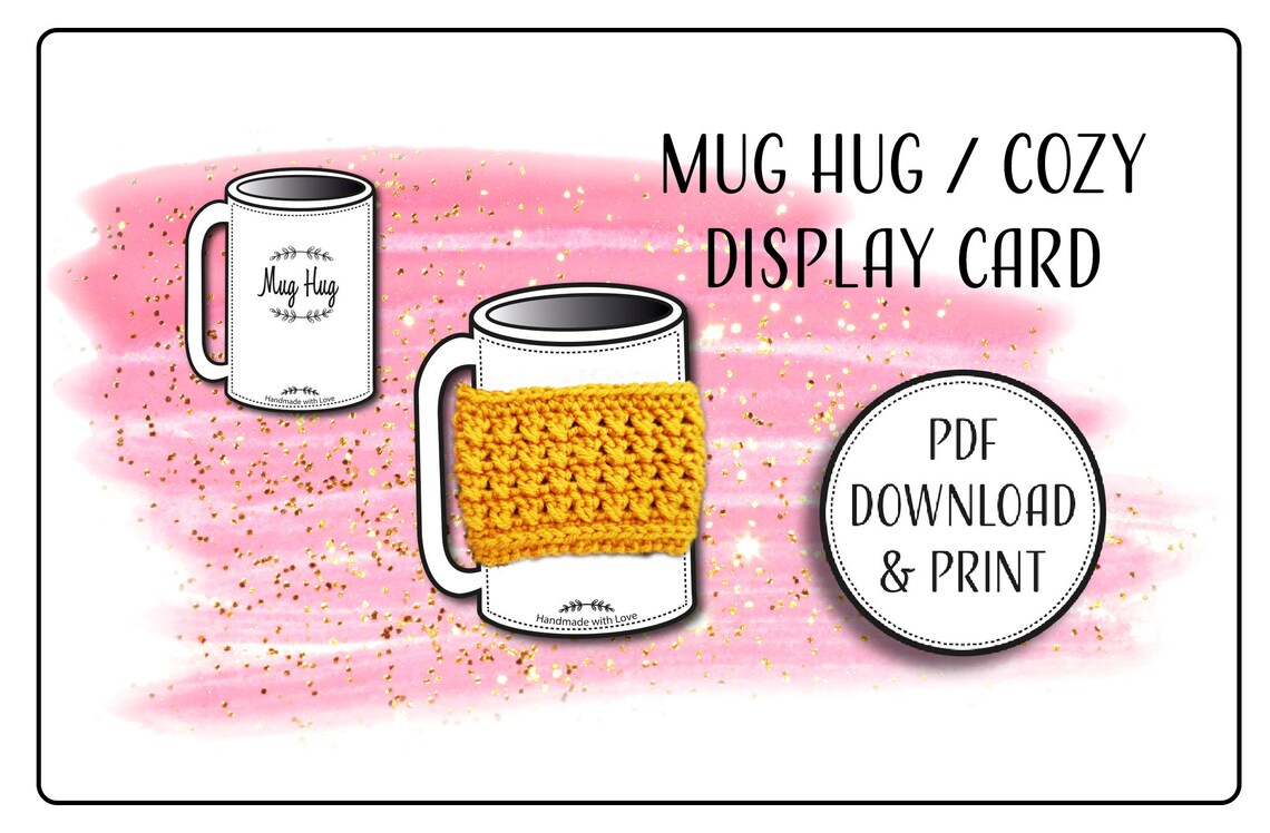 Mug Cozy / Mug Hug Template Display Card Label Print at Home | Etsy