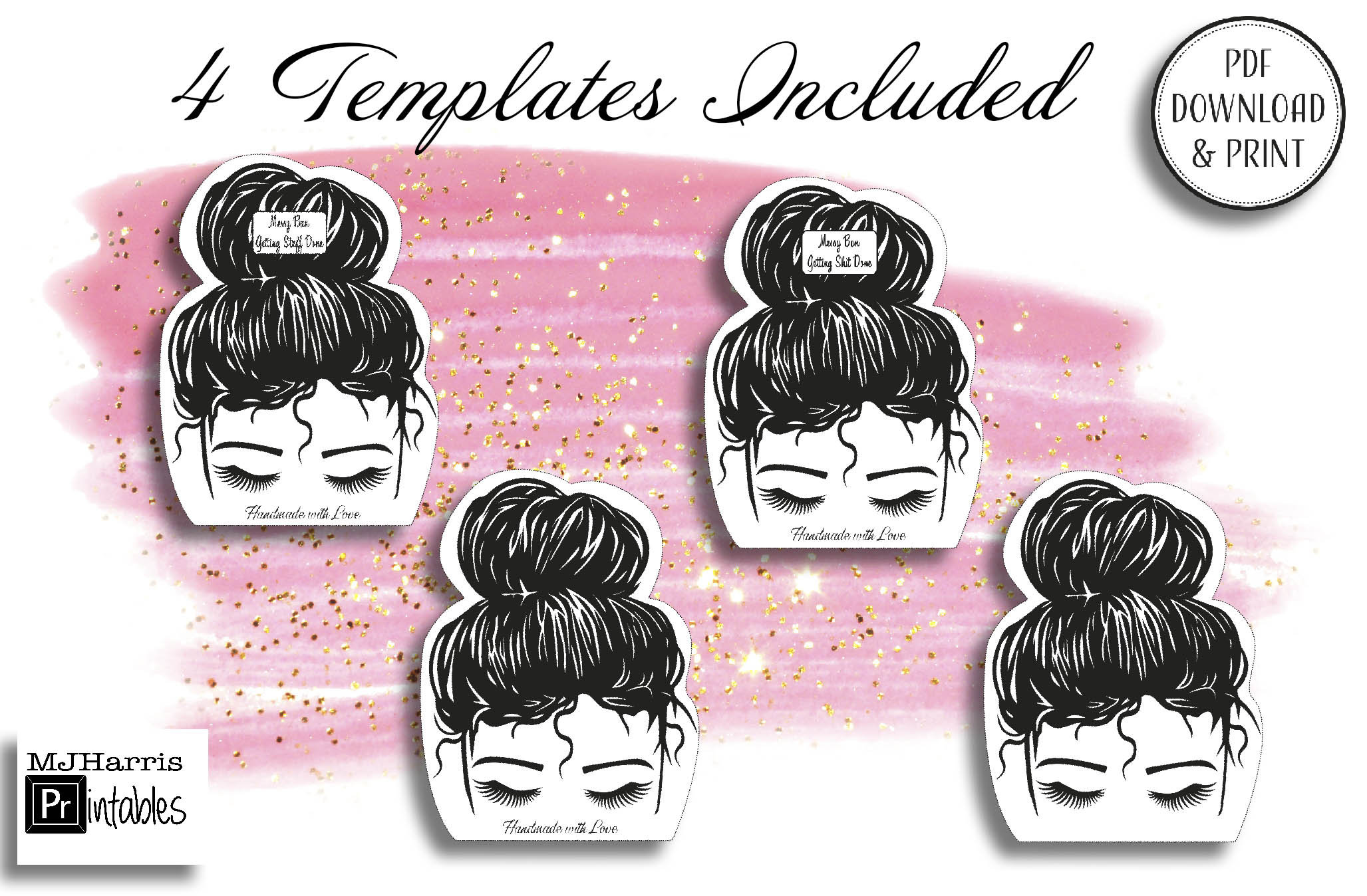 Messy Bun Template Headband Packaging Earwarmers Label Instant | Etsy