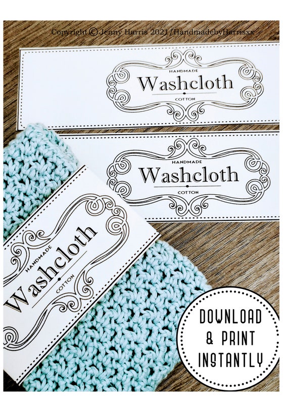 Washcloth Crochet Printable Tags Labels Gift Tags Labels - Etsy