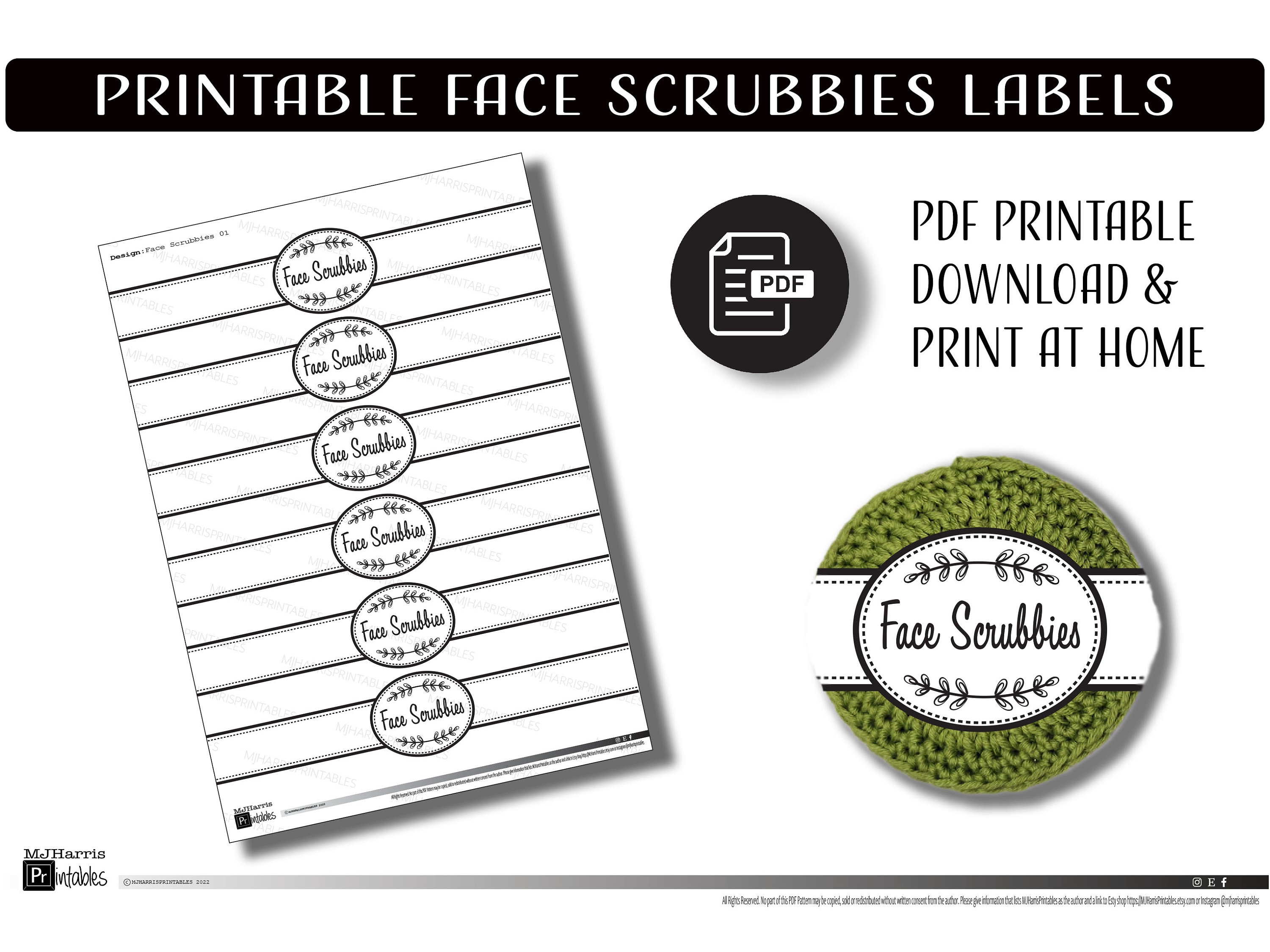 PRINTABLE Face Scrubbies Label Print at Home Facial Rounds Tag - Etsy
