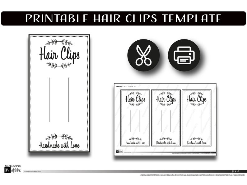 PRINTABLE Hair Clips Display Cards / Template / Tag / Label - Etsy