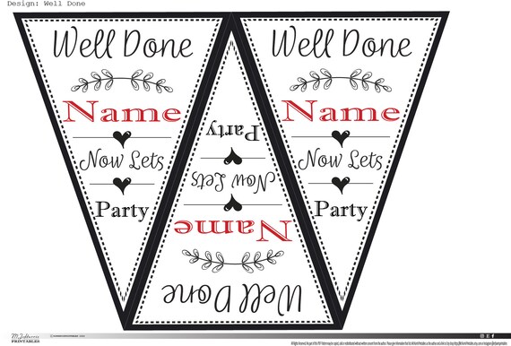 Printable Personalised Well Done Now Lets Party Bunting Flag - Etsy
