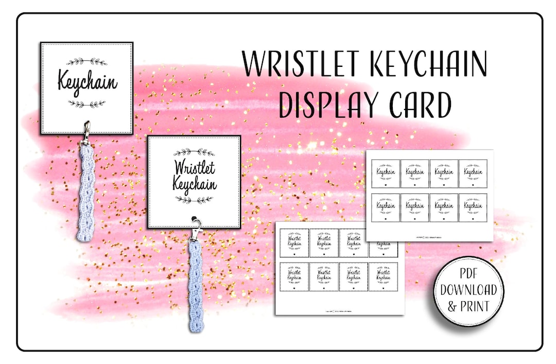 Keychain Wristlet Keyring Printable Label Tag. Printable PDF Insert ...