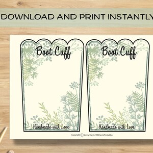 Boot Cuff Label Template Packaging Instant Download PDF - Etsy