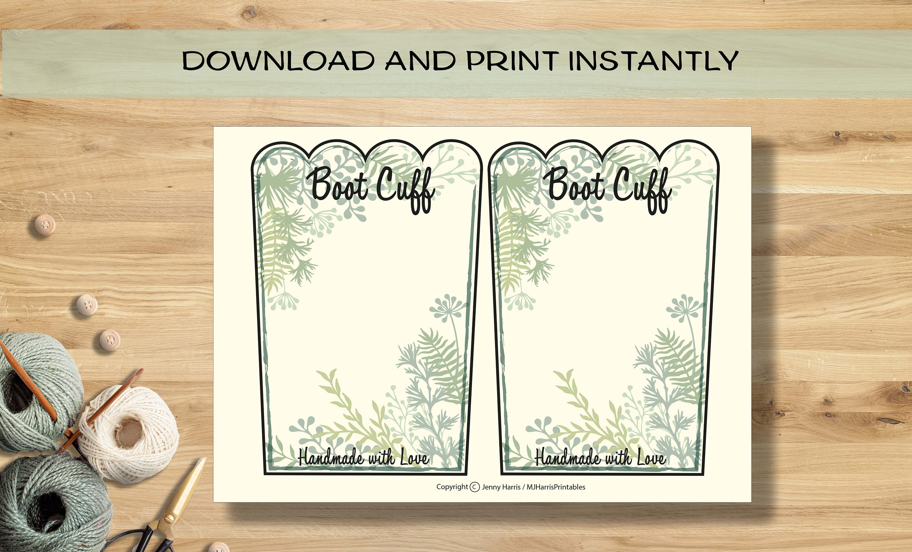 Boot Cuff Label Template Packaging Instant Download PDF - Etsy