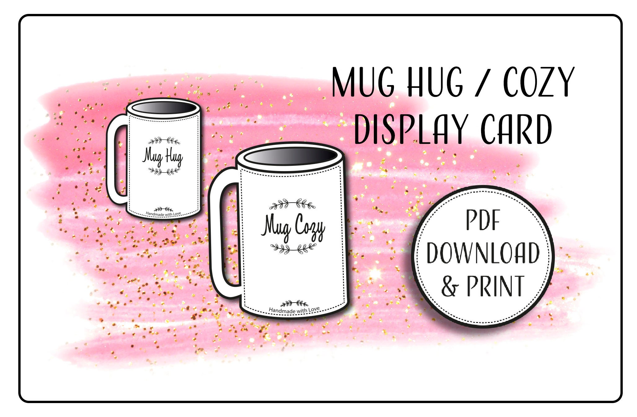 Mug Cozy / Mug Hug Template Display Card Label Print at Home - Etsy