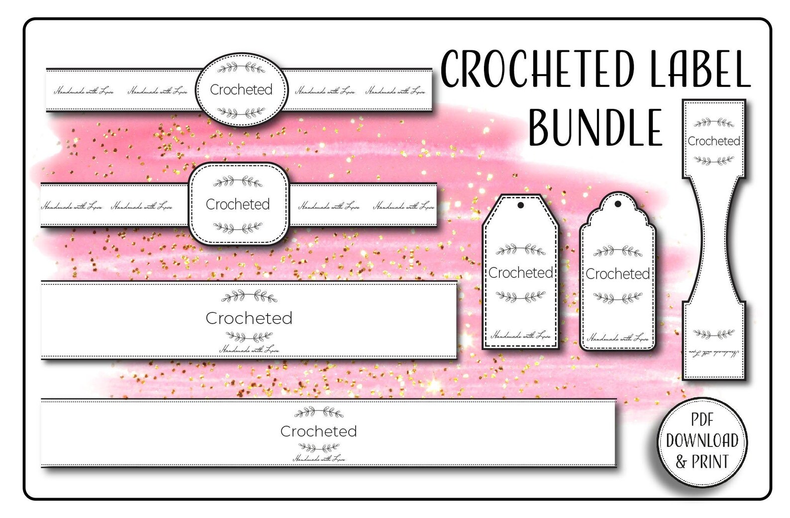 Crocheted Label Bundle of Print at Home Tags Display Cards - Etsy