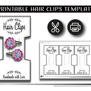 PRINTABLE Hair Clips Display Cards / Template / Tag / Label / PDF Print ...