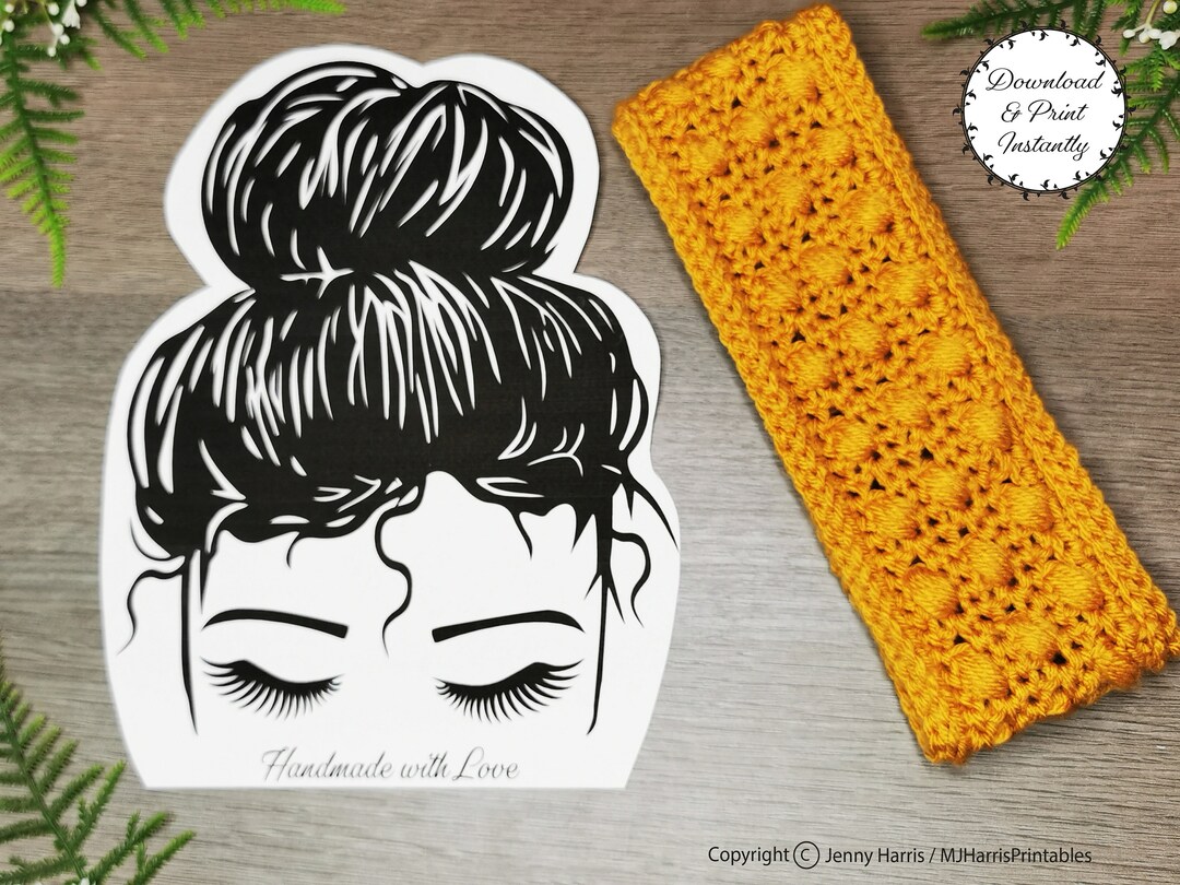 Printable Messy Bun Packaging Label Tag Headband Earwarmers Instant PDF ...