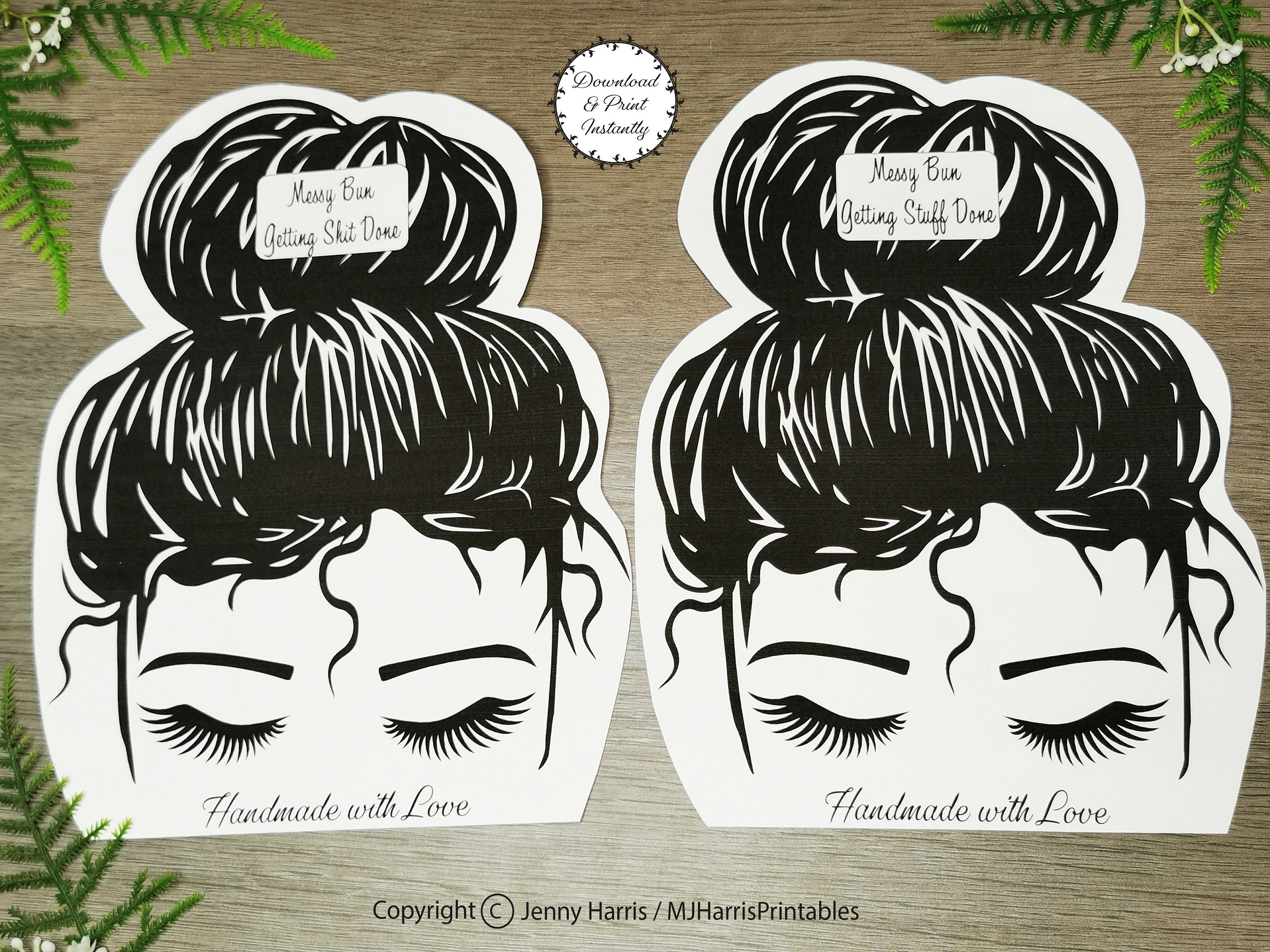 Printable Messy Bun Packaging Label Tag Headband Earwarmers | Etsy
