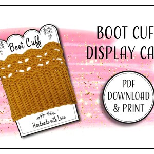 PRINTABLE Boot Cuff Display Card / Template / Print Tag Label PDF Print ...