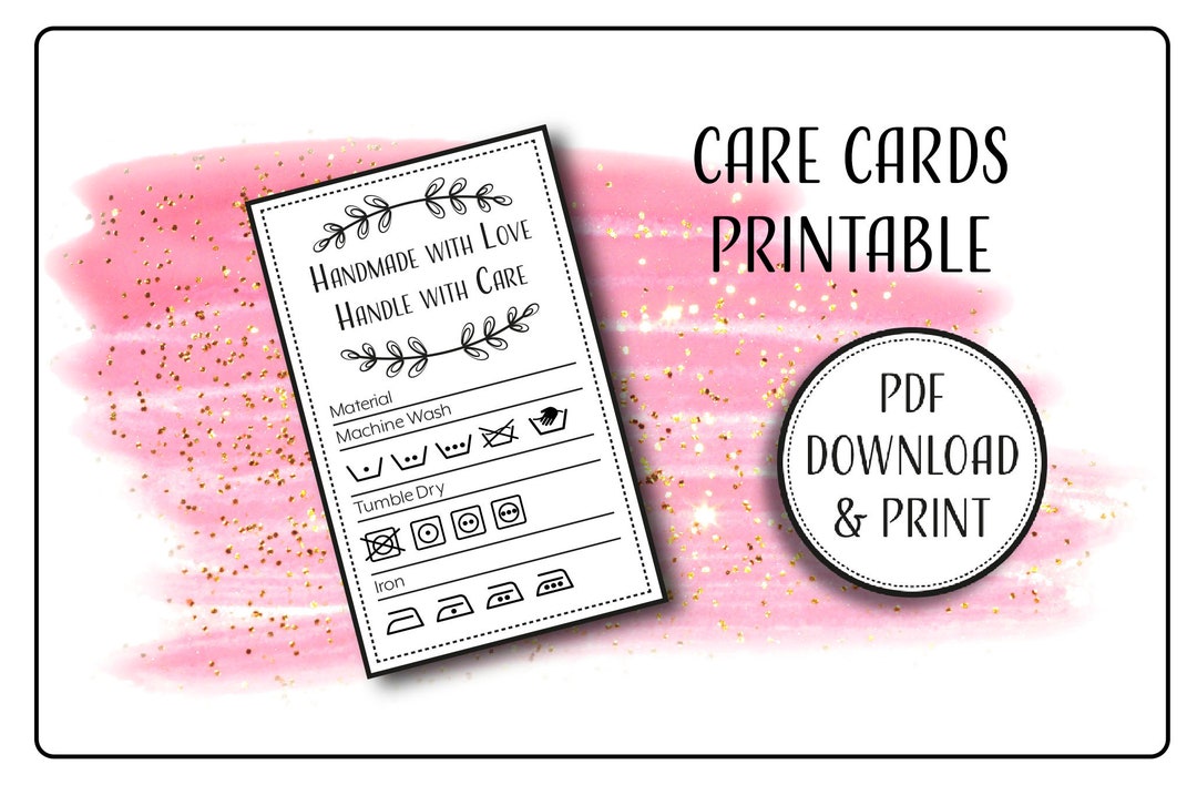 Printable Care Card Details. PDF Handmade Tag Template. Knit Crochet ...