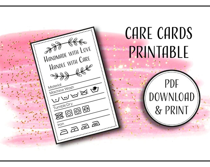 Printable Care Card Details. PDF Handmade Tag Template. Knit Crochet ...