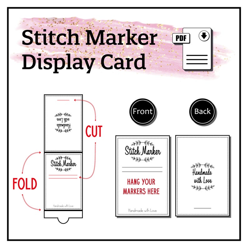 Stitch Marker Display Card Template Handmade Stitch Markers - Etsy