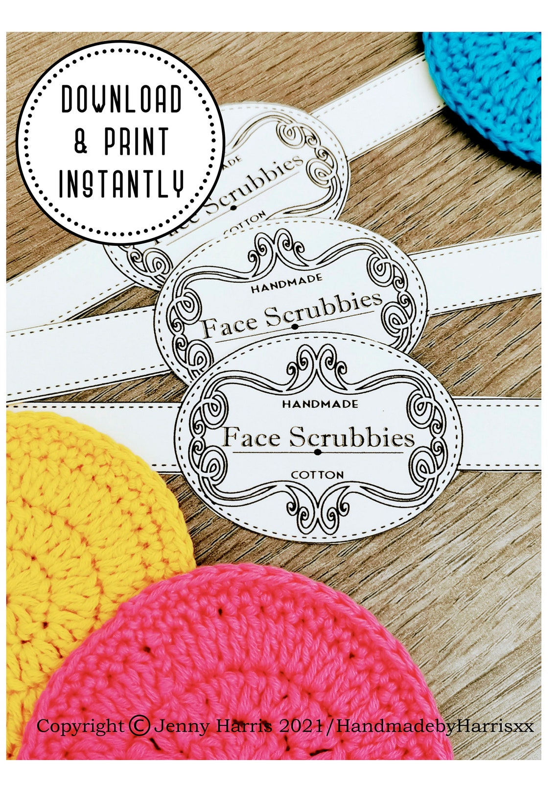 Facial Scrubbies and Washcloth Printable PDF Labels Tags / | Etsy