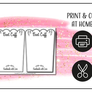 PRINTABLE Boot Cuff Display Card / Template / Print Tag Label PDF Print ...
