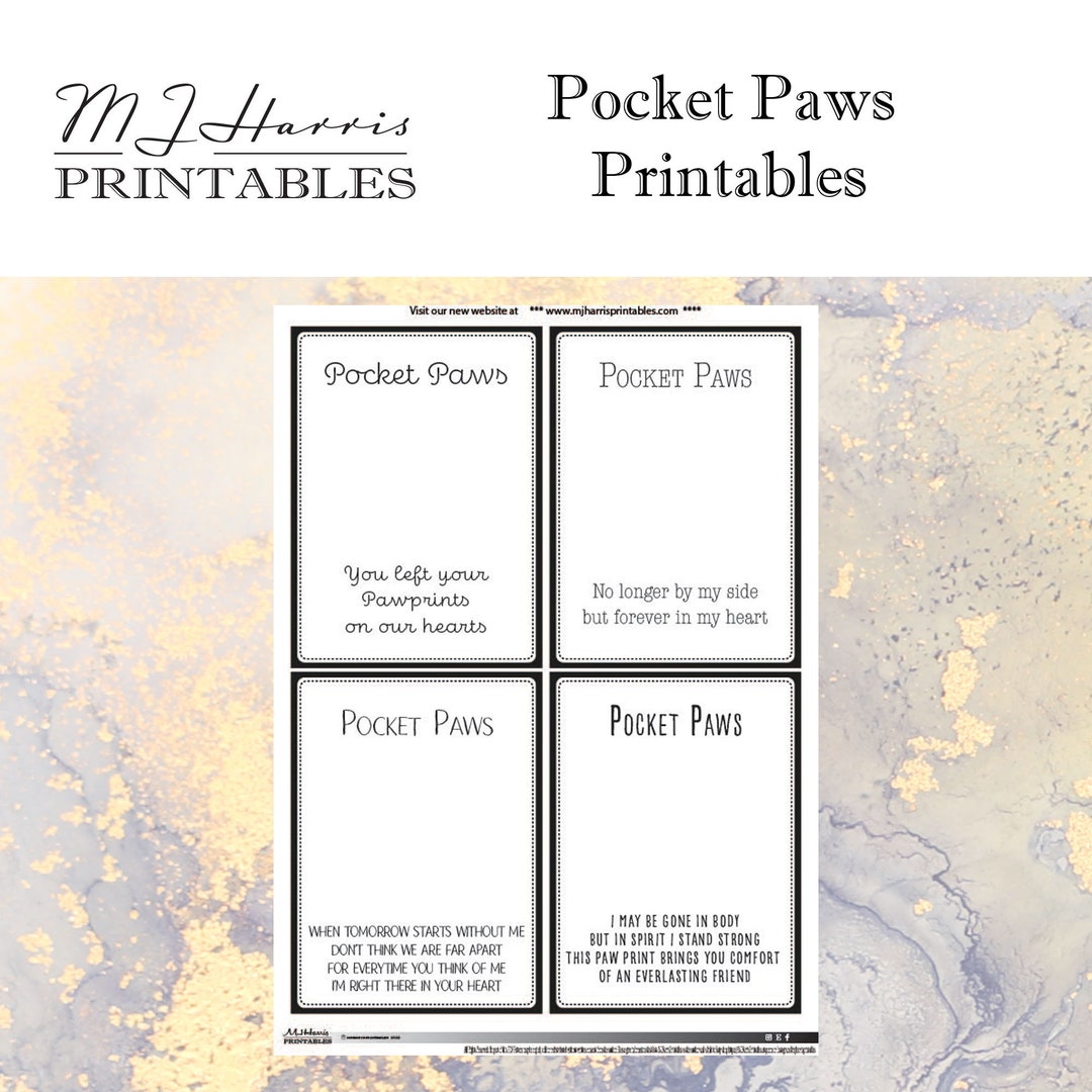PRINTABLE Pocket Paws Poem Display Card Template Label Tag. PDF Instant ...