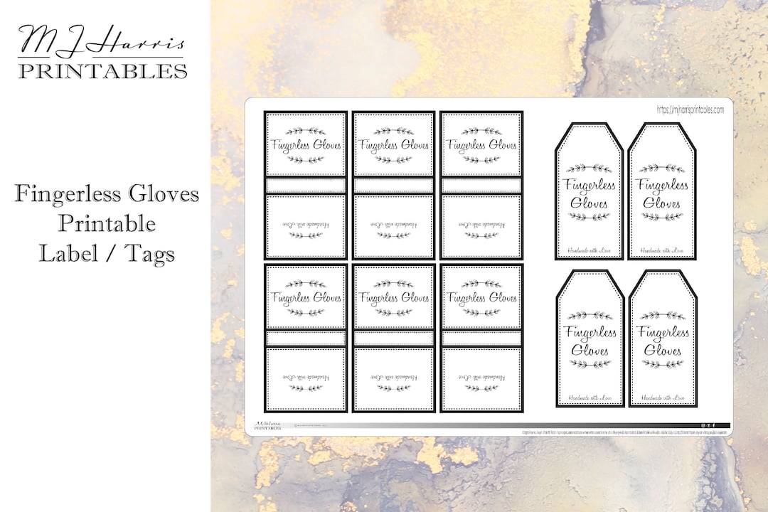 PRINTABLE Fingerless Gloves Label Tag for Handmade Gloves Print at Home ...