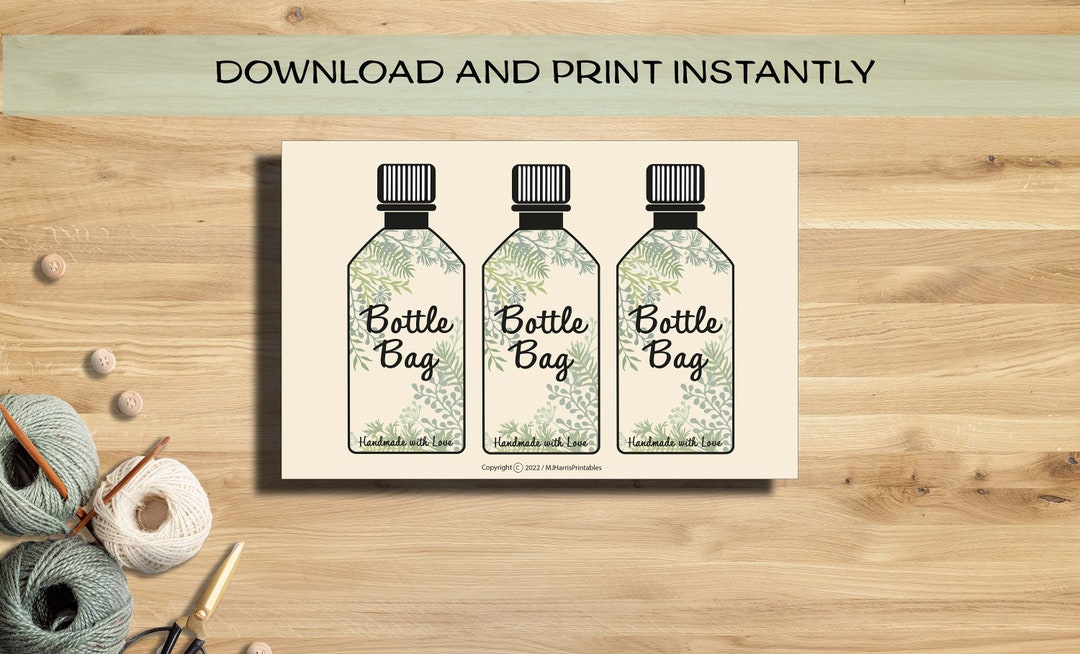 Bottle Bag Template Display Card for Handmade Crochet Bottle Holder ...