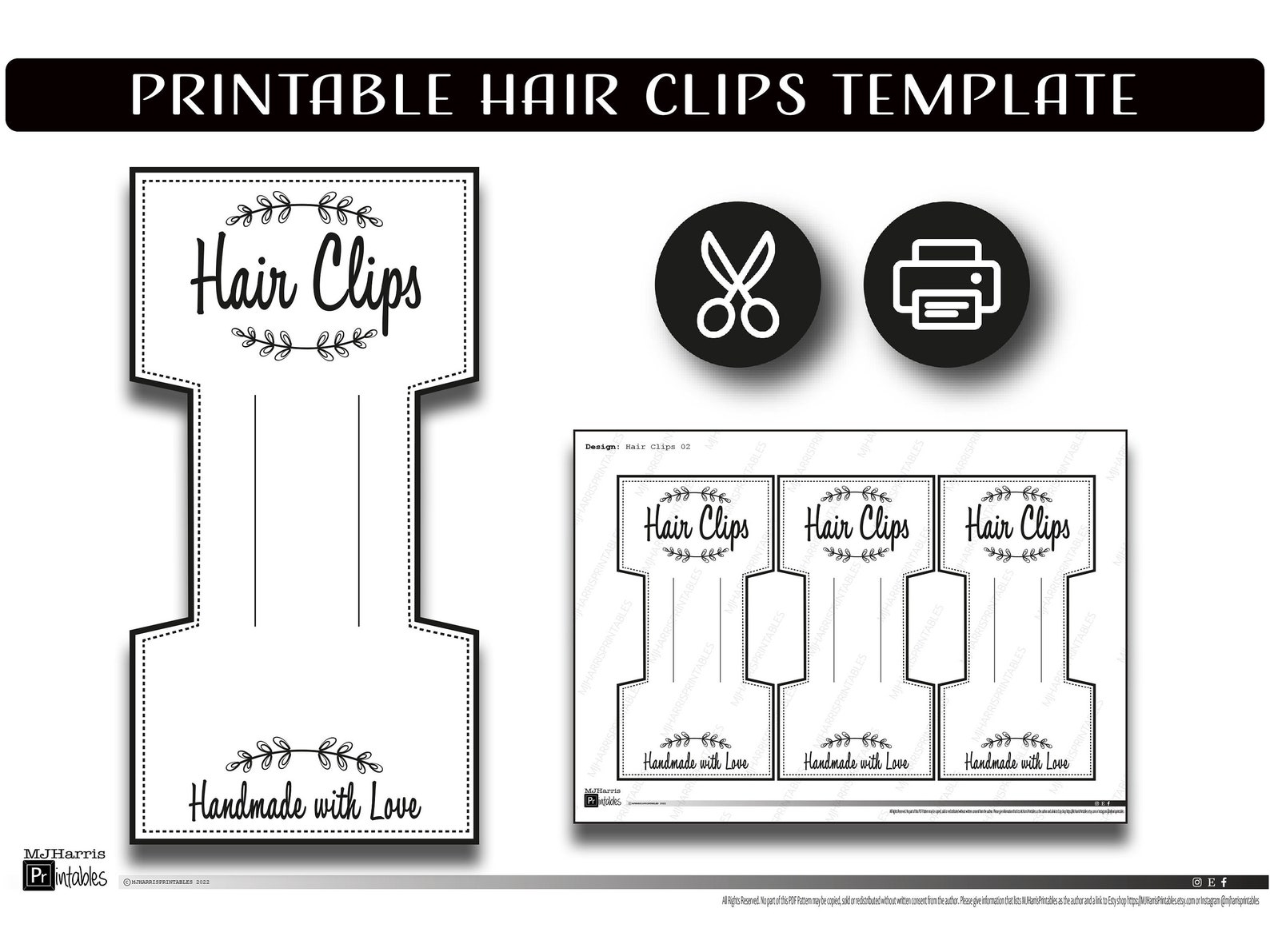 PRINTABLE Hair Clips Display Cards / Template / Tag / Label - Etsy