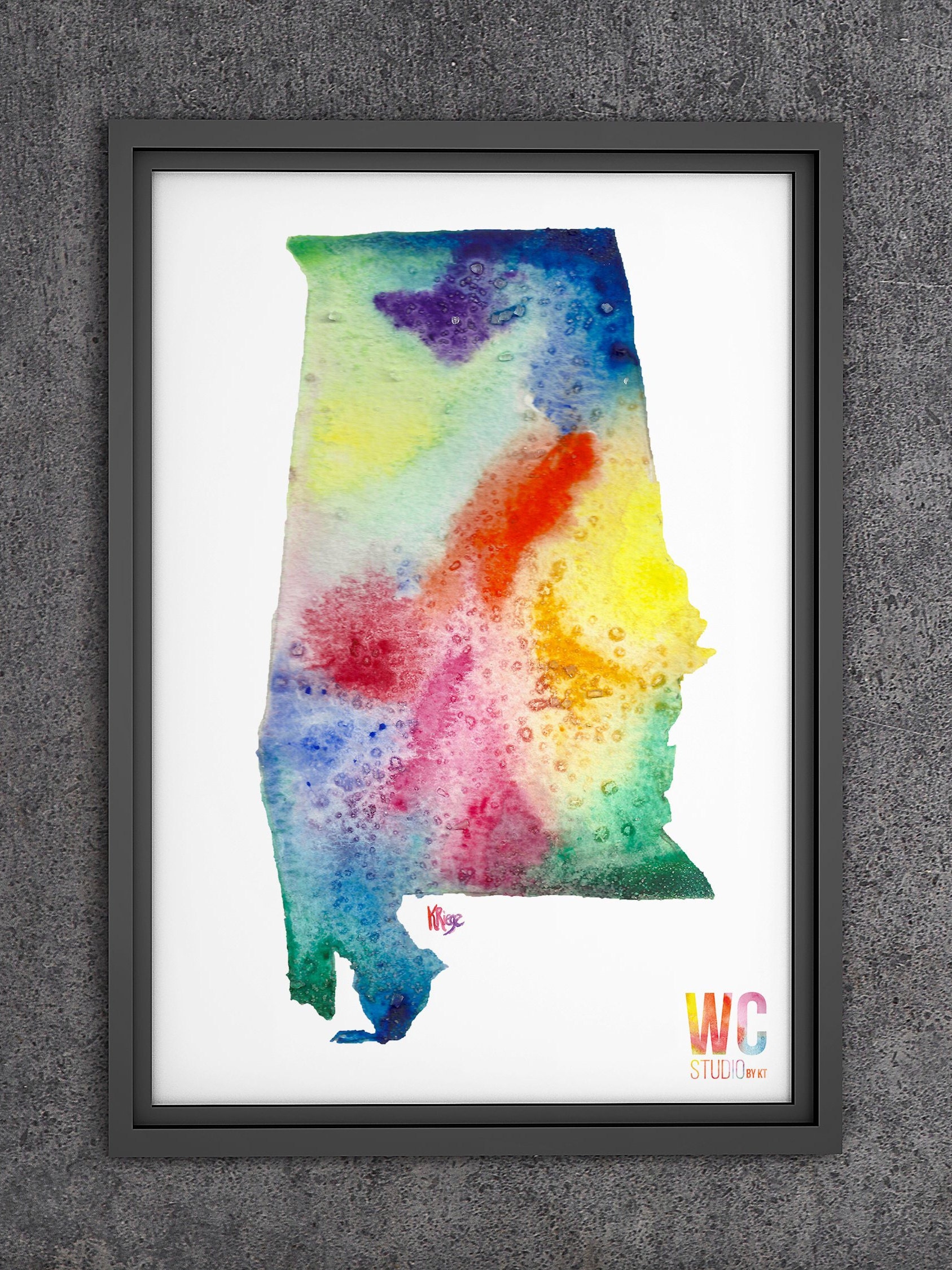 Alabama Watercolor State Art Home Art PRINTABLE INSTANT - Etsy
