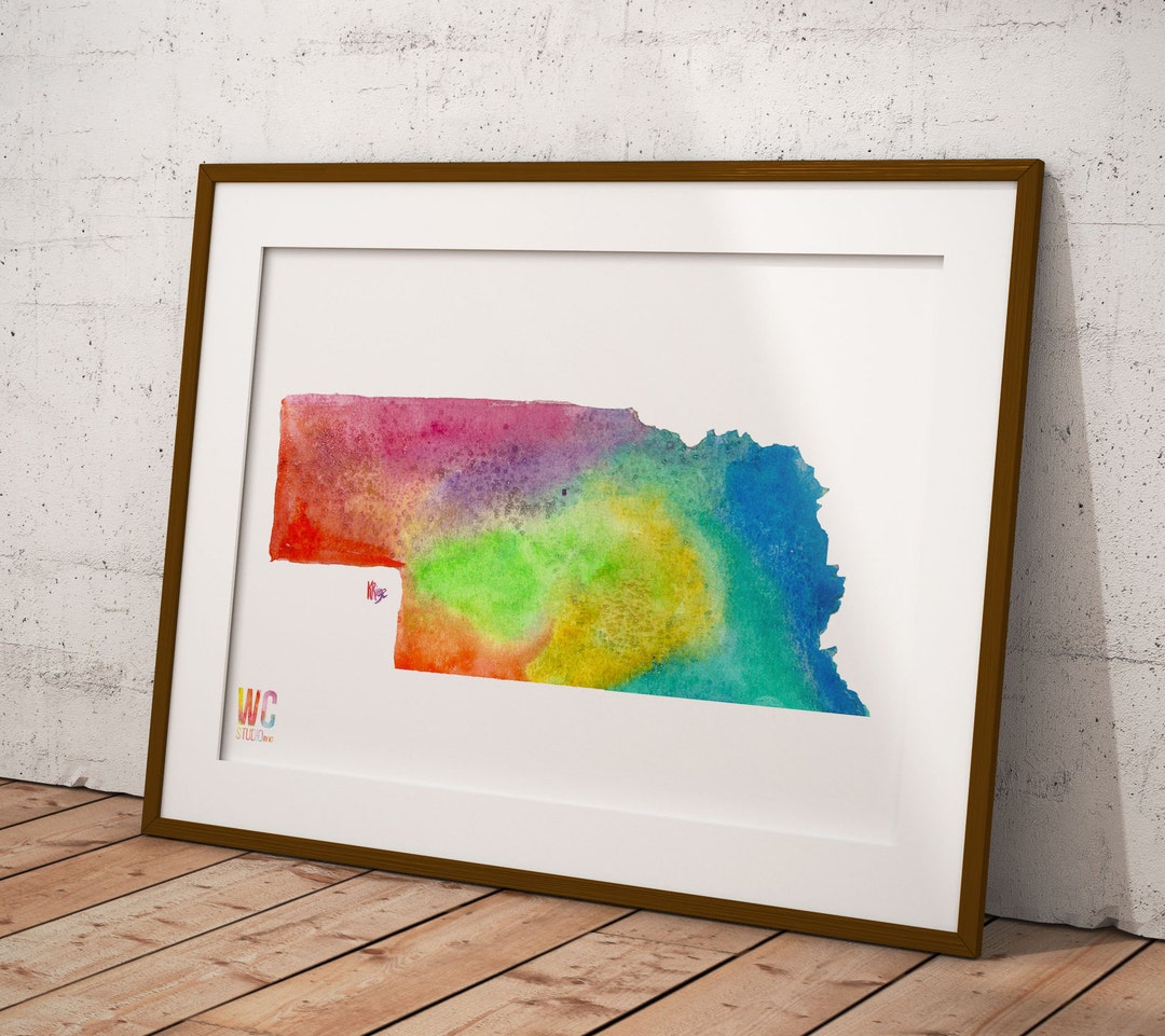 Nebraska Watercolor, State Art, Midwest Art, Home Art, DIGITAL DOWNLOAD ...