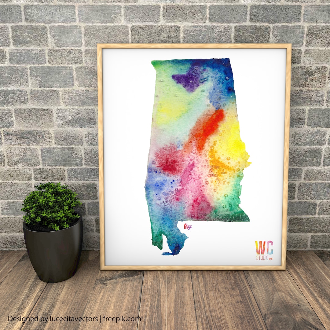 Alabama Watercolor, State Art, Home Art, PRINTABLE, INSTANT DOWNLOAD - Etsy