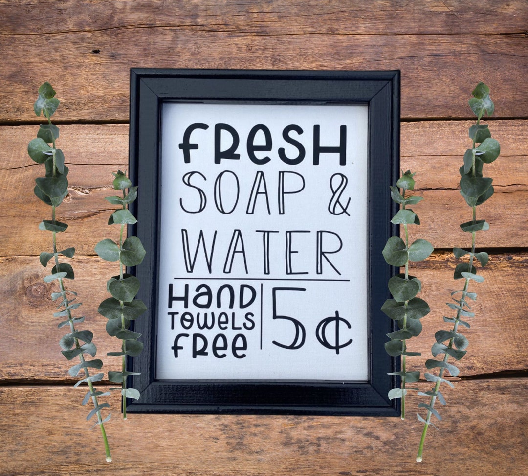 Letrero de agua y jabón fresco letrero de baño decoración - Etsy México