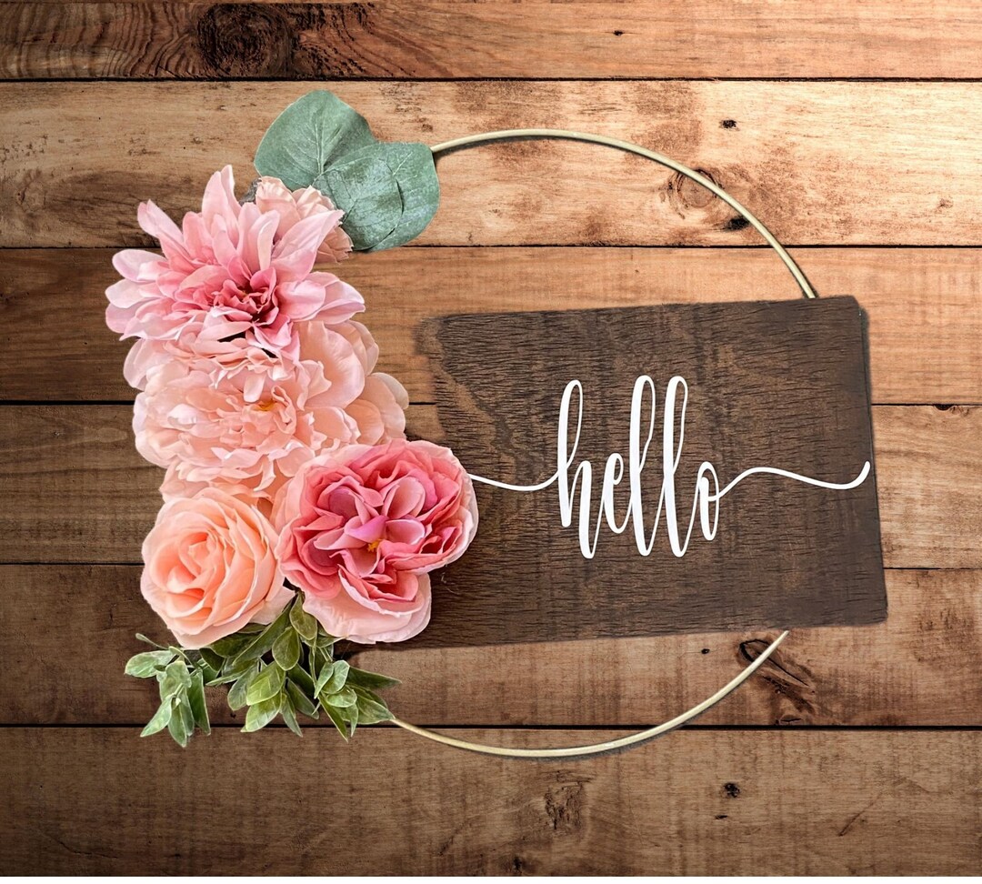 Hello Floral Hoop Wreath Floral Front Door Wreath Hello - Etsy