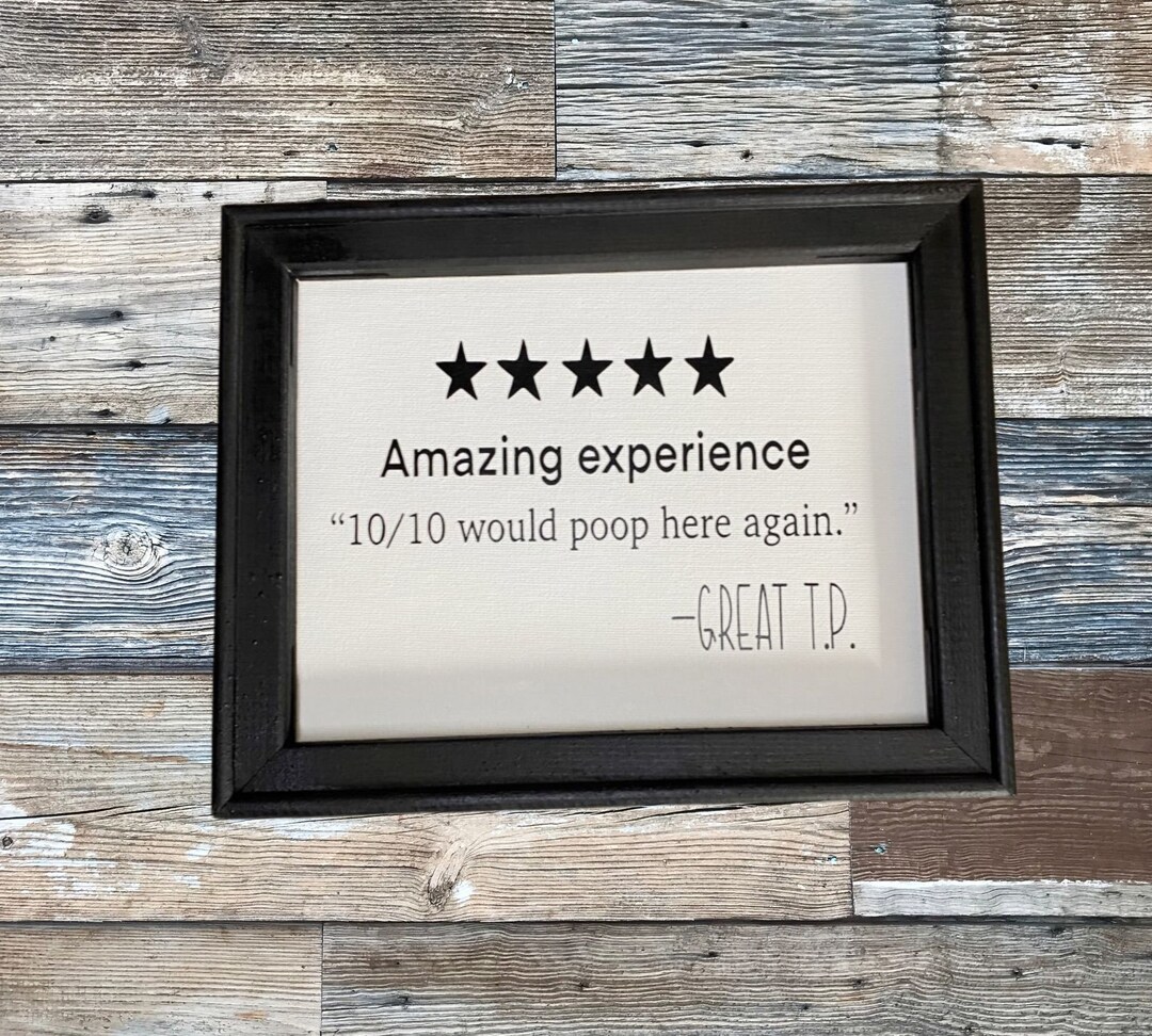 Poop Sign, Poop Sign for Bathroom, 5 Star Poop Review, Would Poop Again ...
