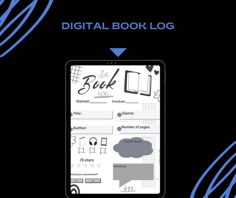 Digital and Printable Book Log - Etsy