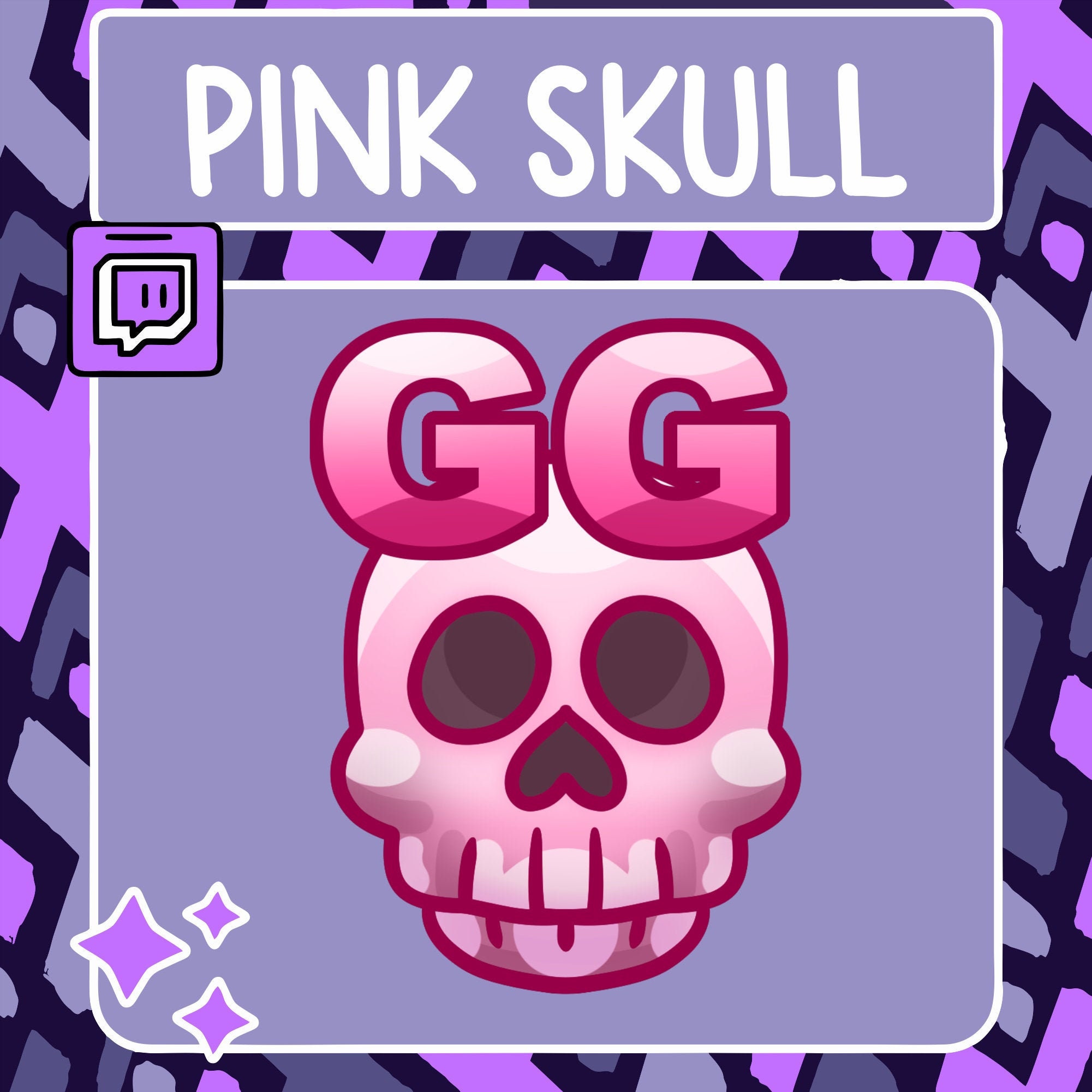 Pink Skull GG Emote Twitch Emote Youtube Emote Discord Emote Community ...