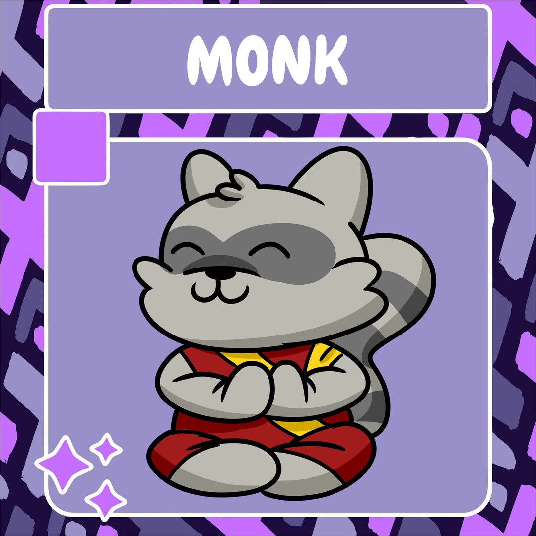 Monk Raccoon Emote: Calm Kawaii Streamer Emote - Etsy