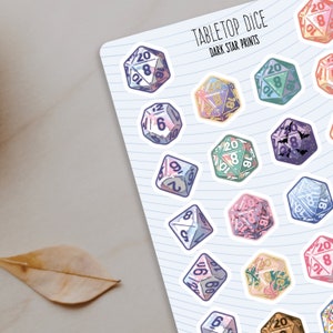 Tabletop Dice Sticker Sheet - for Planners, Journals, and Notebooks ...