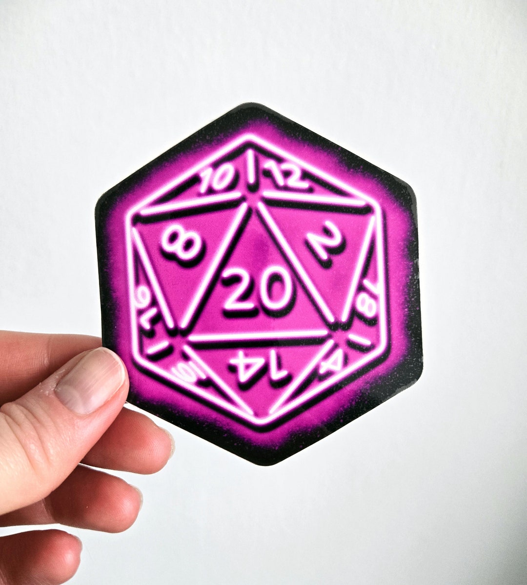 Neon D20 - Vinyl Sticker, Weather-resistant, for Laptops and Water ...