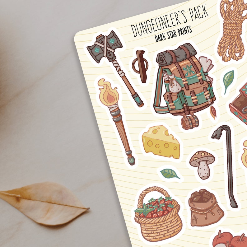 Dungeoneer's Pack Sticker Sheet - for Planners and Journals, DND ...