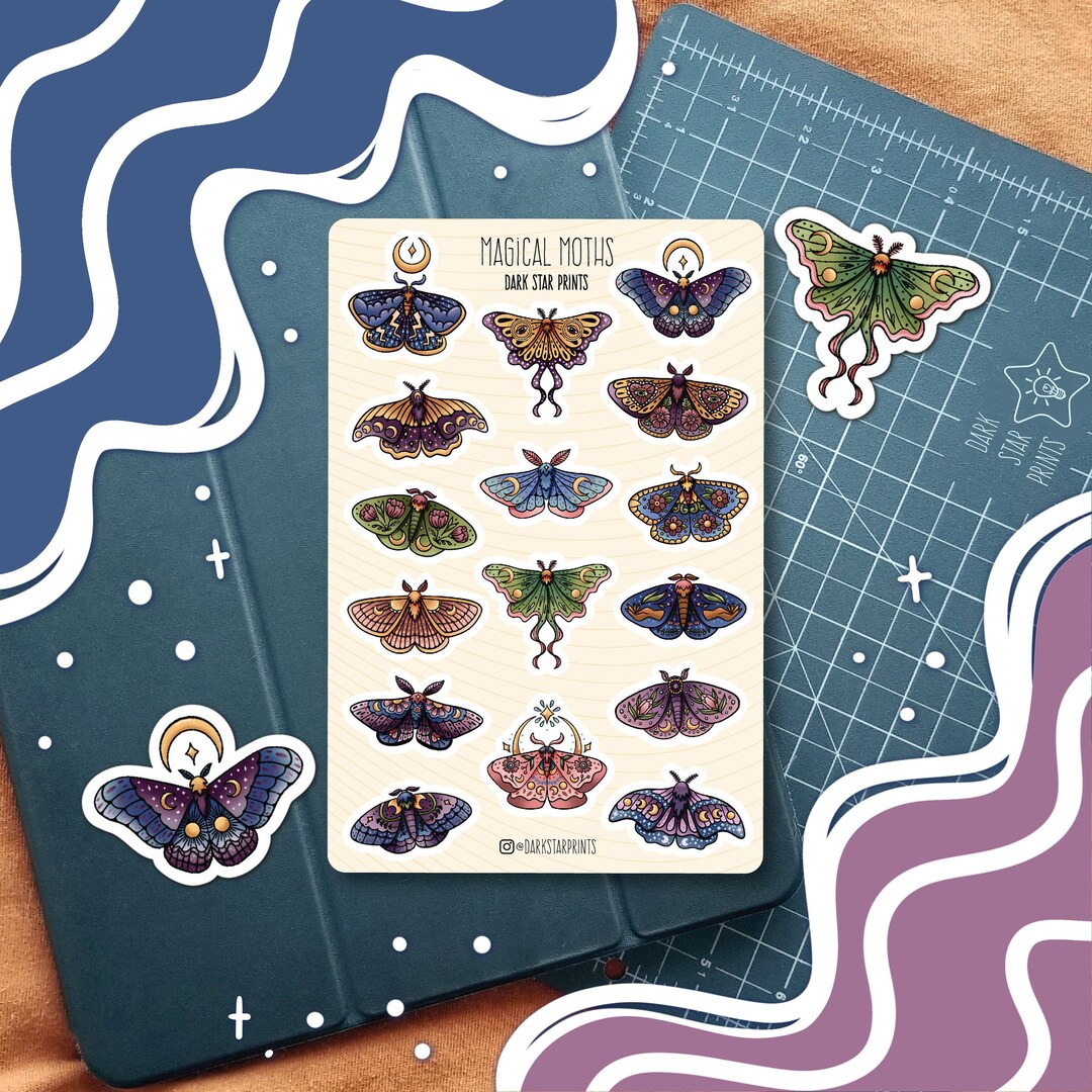 Magical Moths Sticker Sheet - for Planners, Journals, and Notebooks ...