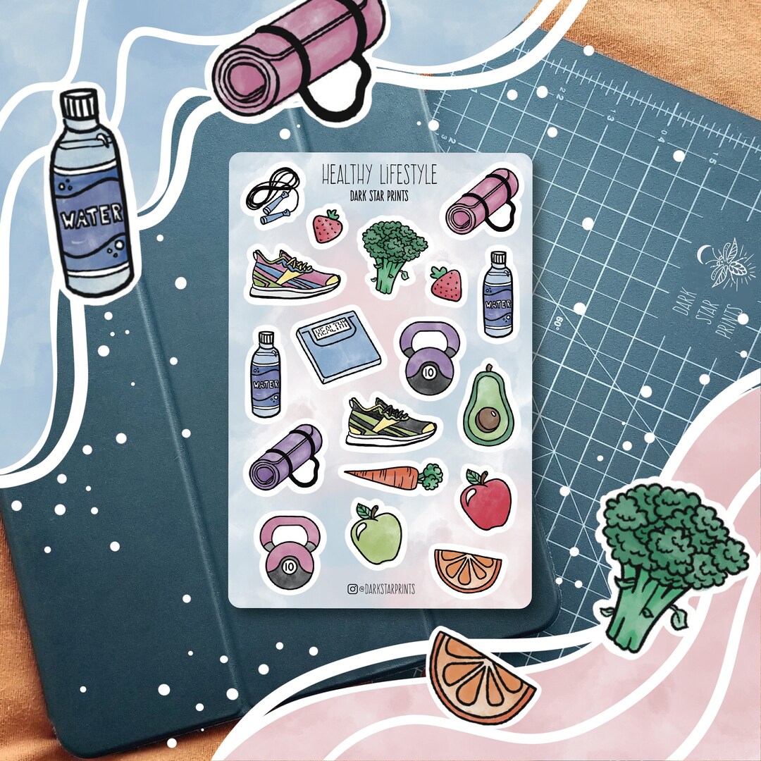 Healthy Lifestyle Sticker Sheet - for Planners, Journals, and Notebooks ...