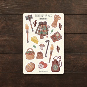 Dungeoneer's Pack Sticker Sheet - for Planners and Journals, DND ...