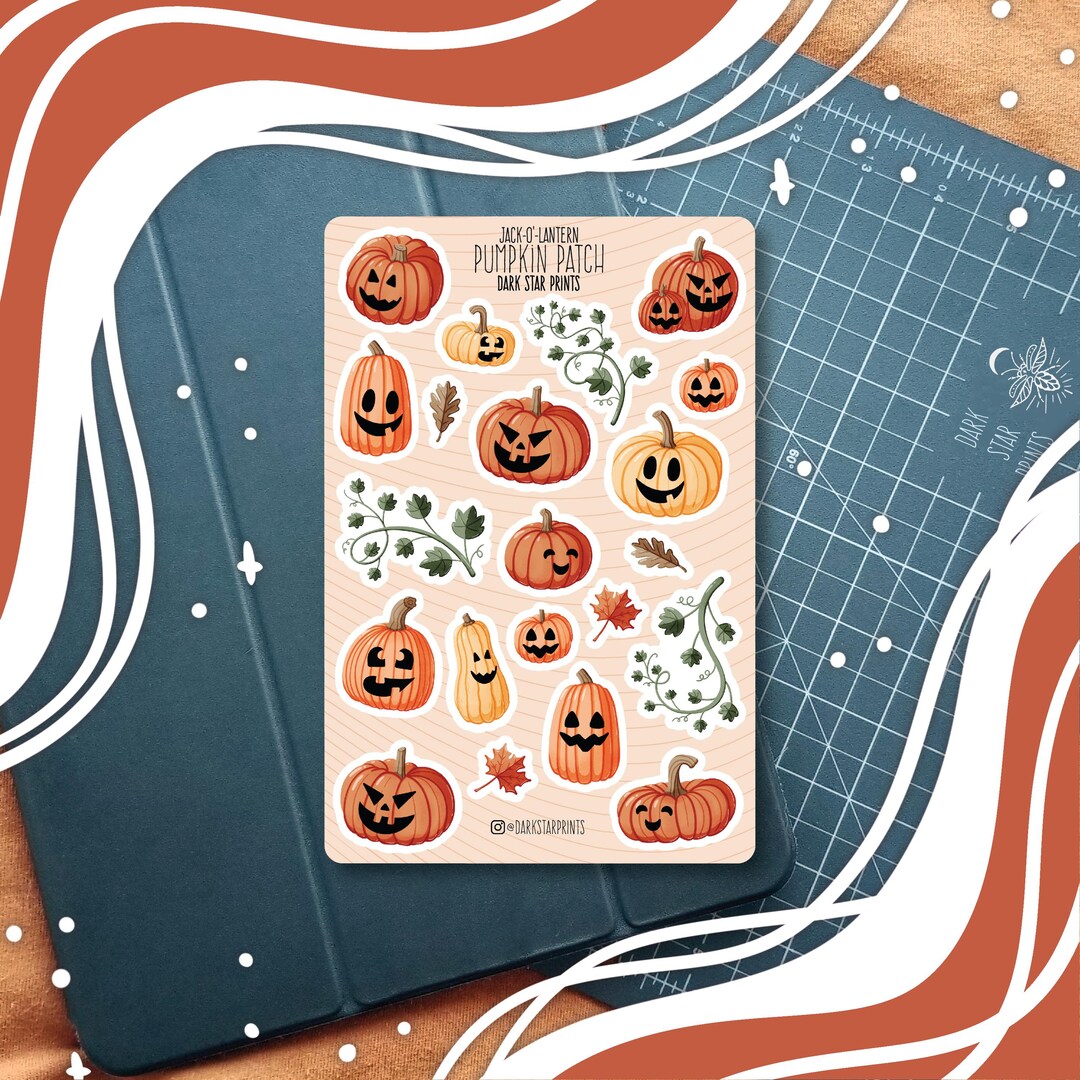 Jack-o'-lantern Pumpkin Patch Sticker Sheet - for Planners, Journals ...