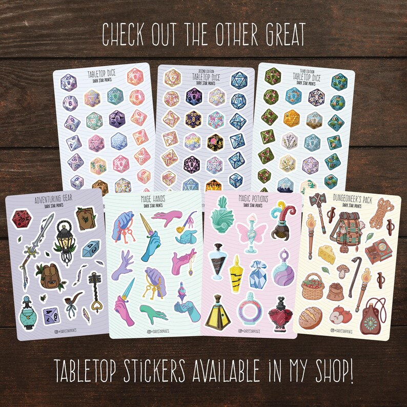 Dungeoneer's Pack Sticker Sheet - for Planners and Journals, DND ...